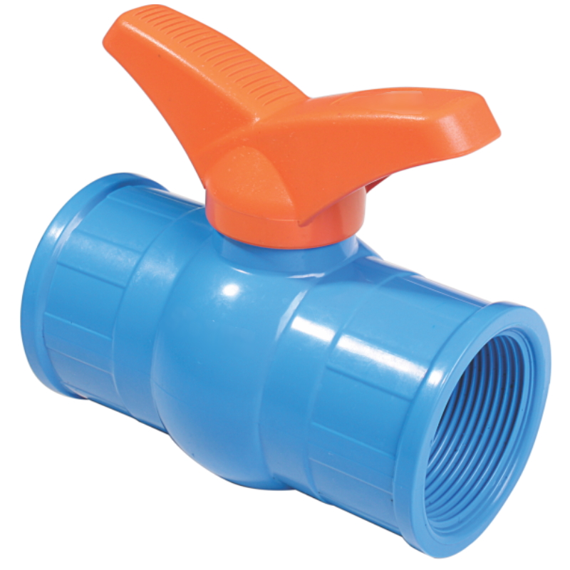 Registro rosca esfera borboleta azul de PVC de 1/2" a 2"